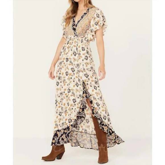 Angie | Dresses | New Angie Marley Floral Maxi Dress In Cream | Poshmark